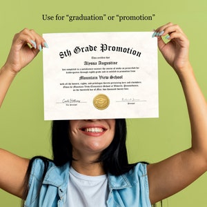 8th Grade Graduation Diploma, 5th Grade Graduation or Promotion ...