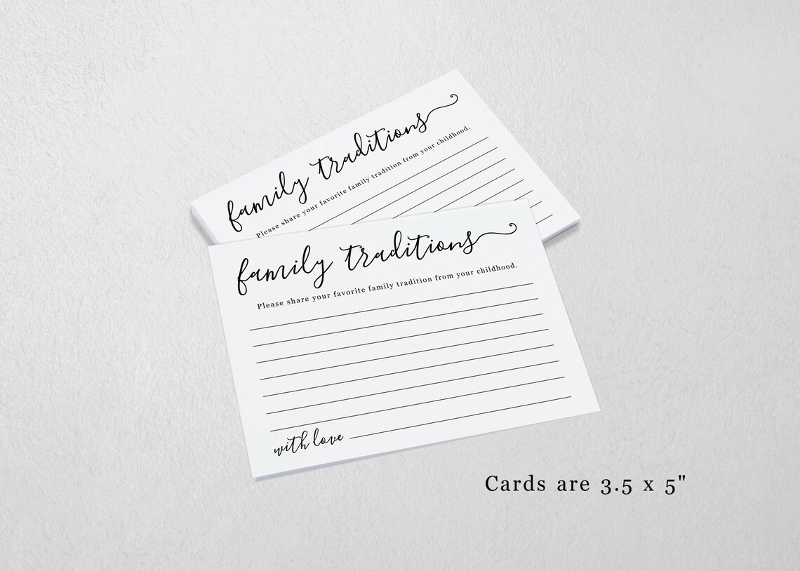 Printable Family Traditions Sign & Card Templates, Baby Shower Game ...