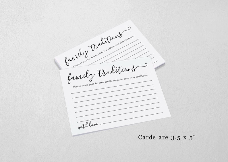 Printable Family Traditions Sign & Card Templates, Baby Shower Game ...