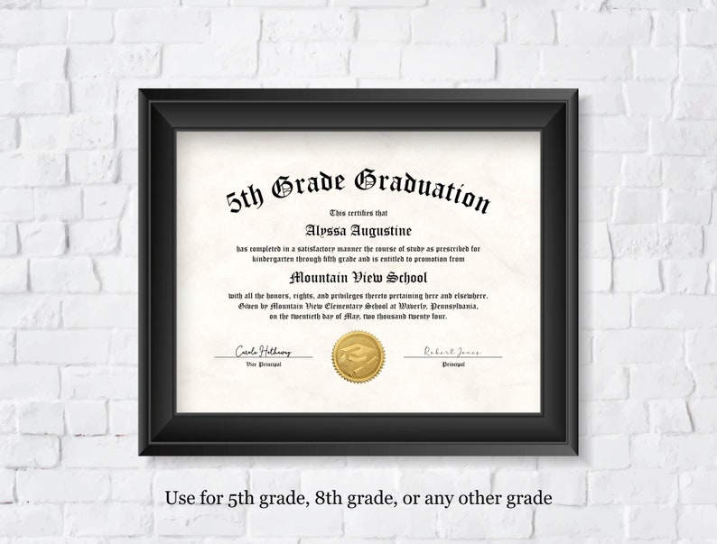 8th Grade Graduation Diploma, 5th Grade Graduation or Promotion ...