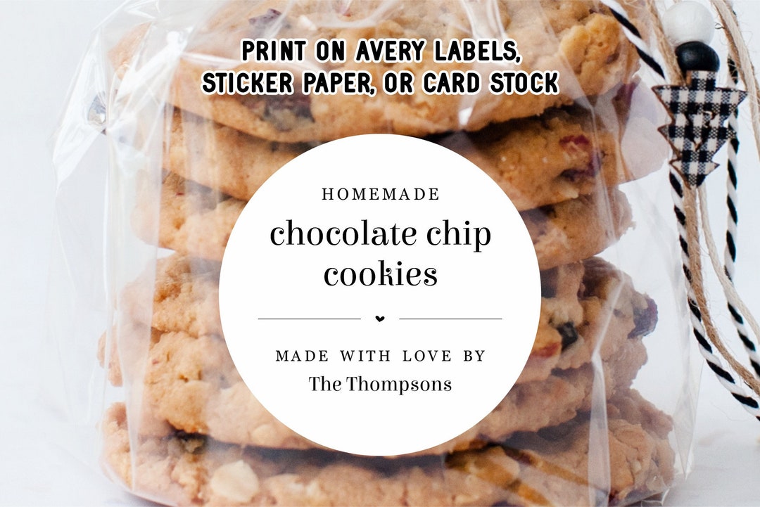 Homemade Food Label Template - Cookie Label Sticker / Tag, Round ...