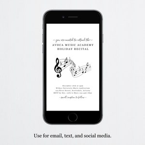 Music Studio Recital Invitation Template, Printable Piano Violin Voice ...