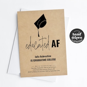 Funny Graduation Party Invitation Template, Printable 2025 Fun Educated ...