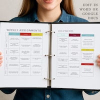 Weekly Plan Rainbow Homeschool Kids Printable Editable Schedule to Do ...