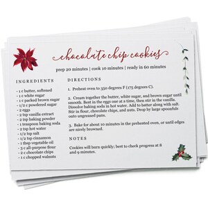 Editable Christmas Recipe Card Template Printable Index Card | Etsy