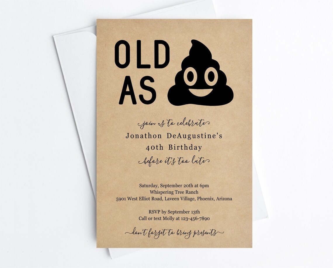 Funny Adult Birthday Invitation Template Printable Old as | Etsy
