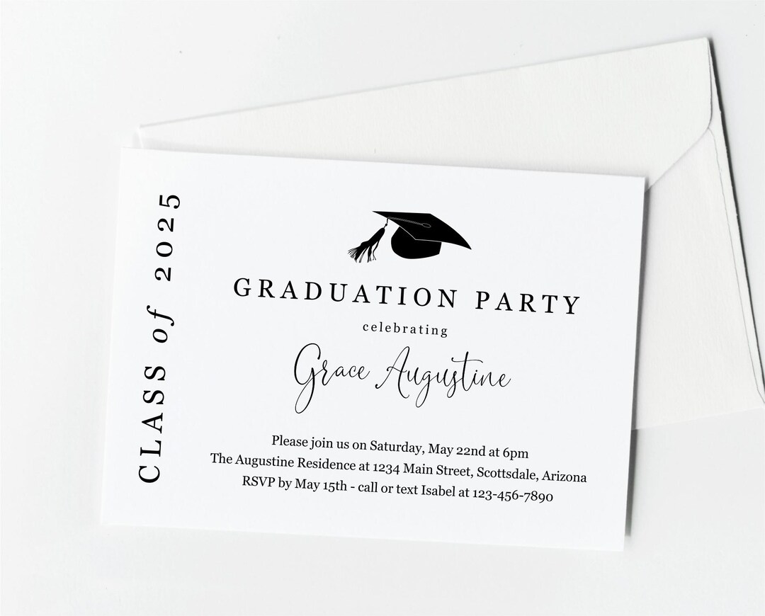 Graduation Party Invitation Insert Template, Printable 5x7" 2025 Grad ...