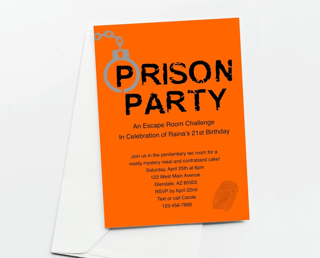 Prison Invitation- Birthday Party, Escape Room, Baby Shower, Get Out of ...
