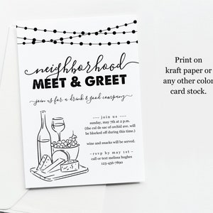 Neighborhood Meet & Greet Invitation Template, Printable Meet the ...