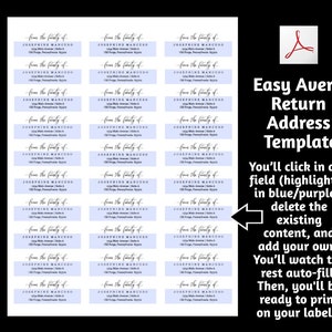 Funeral Return Address Label Template, From the Family of Printable ...