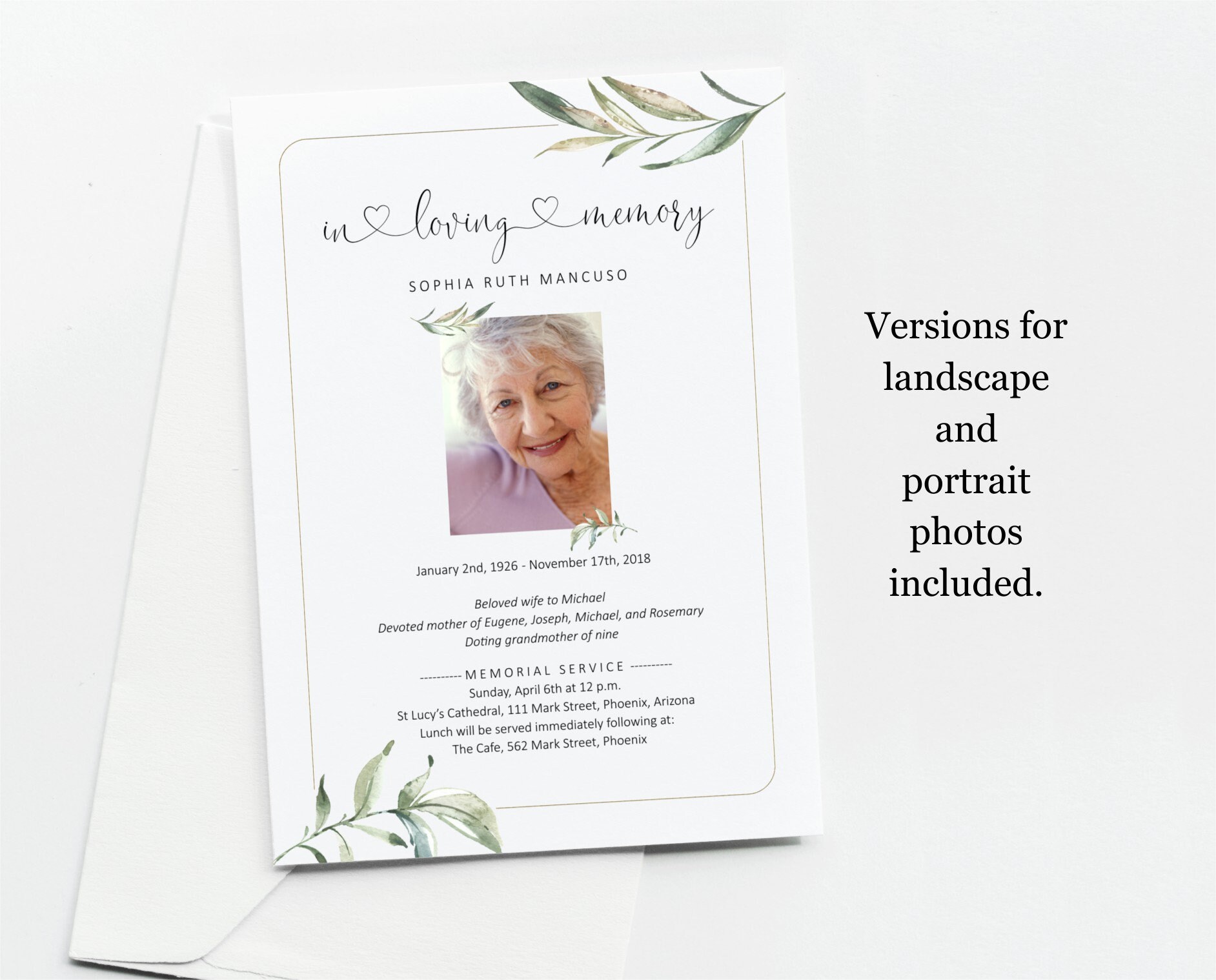Memorial Service Invitation Template