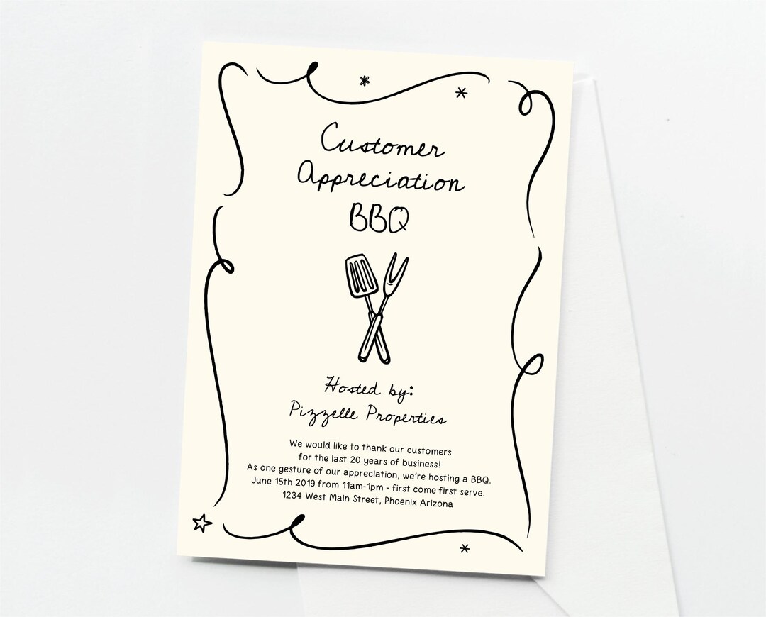 Customer Appreciation BBQ Invitation Template, Printable Company Picnic ...