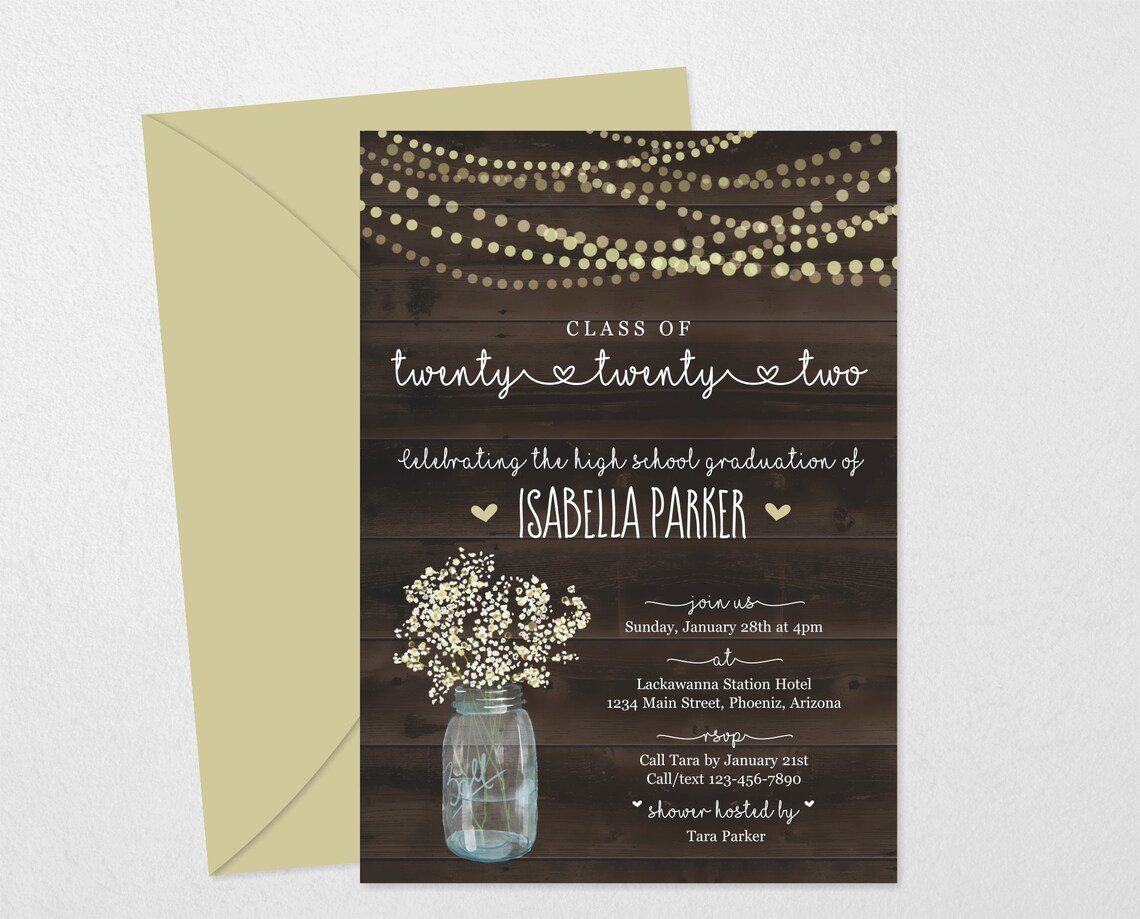 Rustic Graduation Invitation Template Printable Wood Party - Etsy