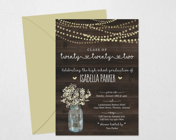 Rustic Graduation Invitation Template Printable Wood Party - Etsy