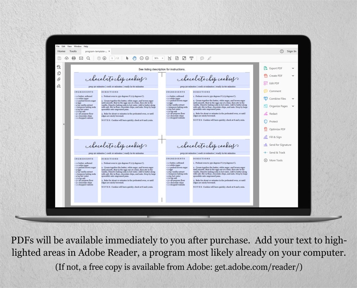 Editable Recipe Card Postcard Template Printable Recipe Card - Etsy