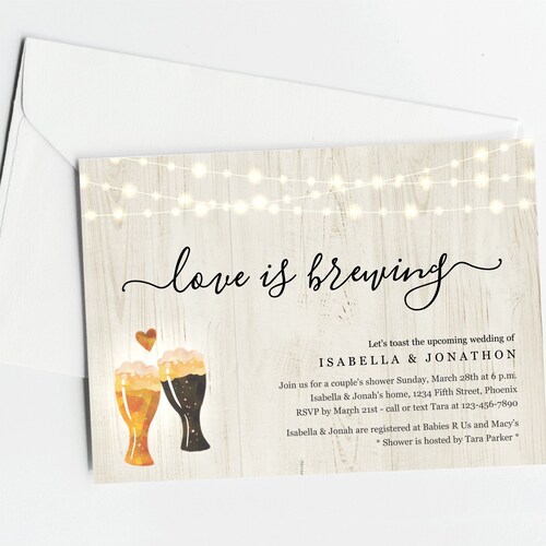 Brewery Wedding Invitation Template Rustic Beer Pint Glass - Etsy
