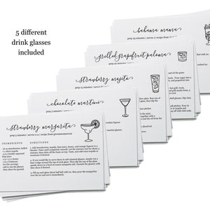 Editable Cocktail Recipe Card Template - Printable Bar Drink Recipe ...