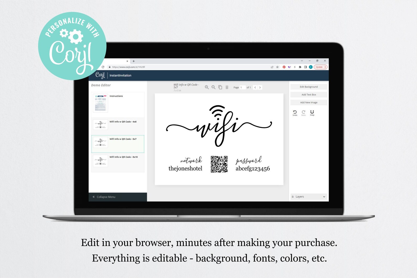 Wifi Password Sign Printable Template With QR Code / Bar Code - Etsy