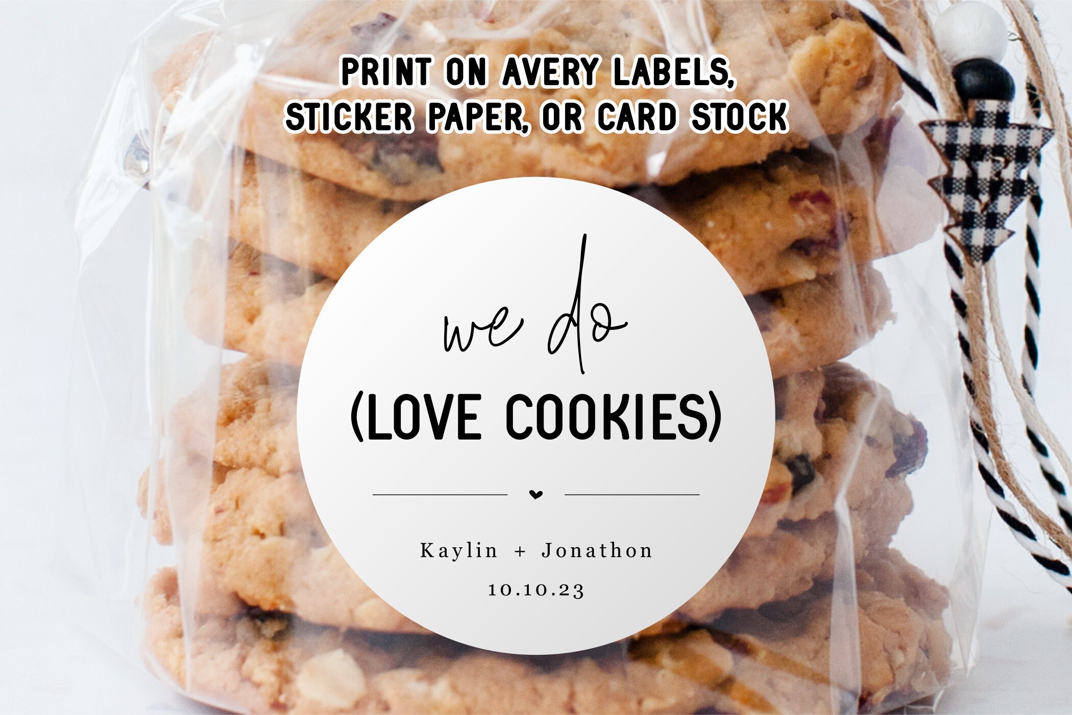 We Do Love Cookies Label Template - Wedding Favor Cookie Label Sticker ...