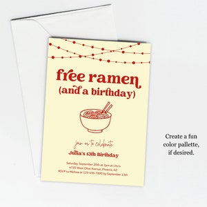 Ramen Birthday Party Invitation Template, Printable Fun Funny Japanese ...