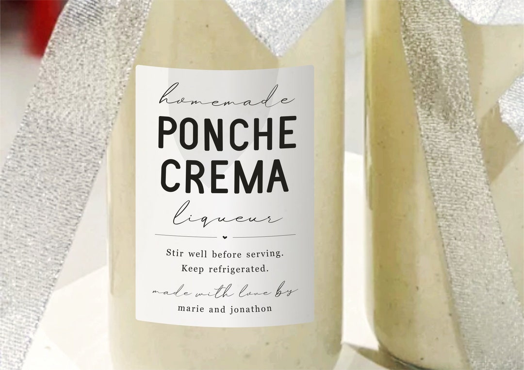 Homemade Ponche Crema Label Template - Printable Liqueur Gift Bottle ...
