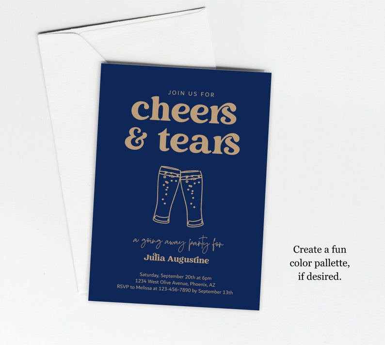 Cheers & Tears Going Away Party Invitation Template, Printable Funny ...