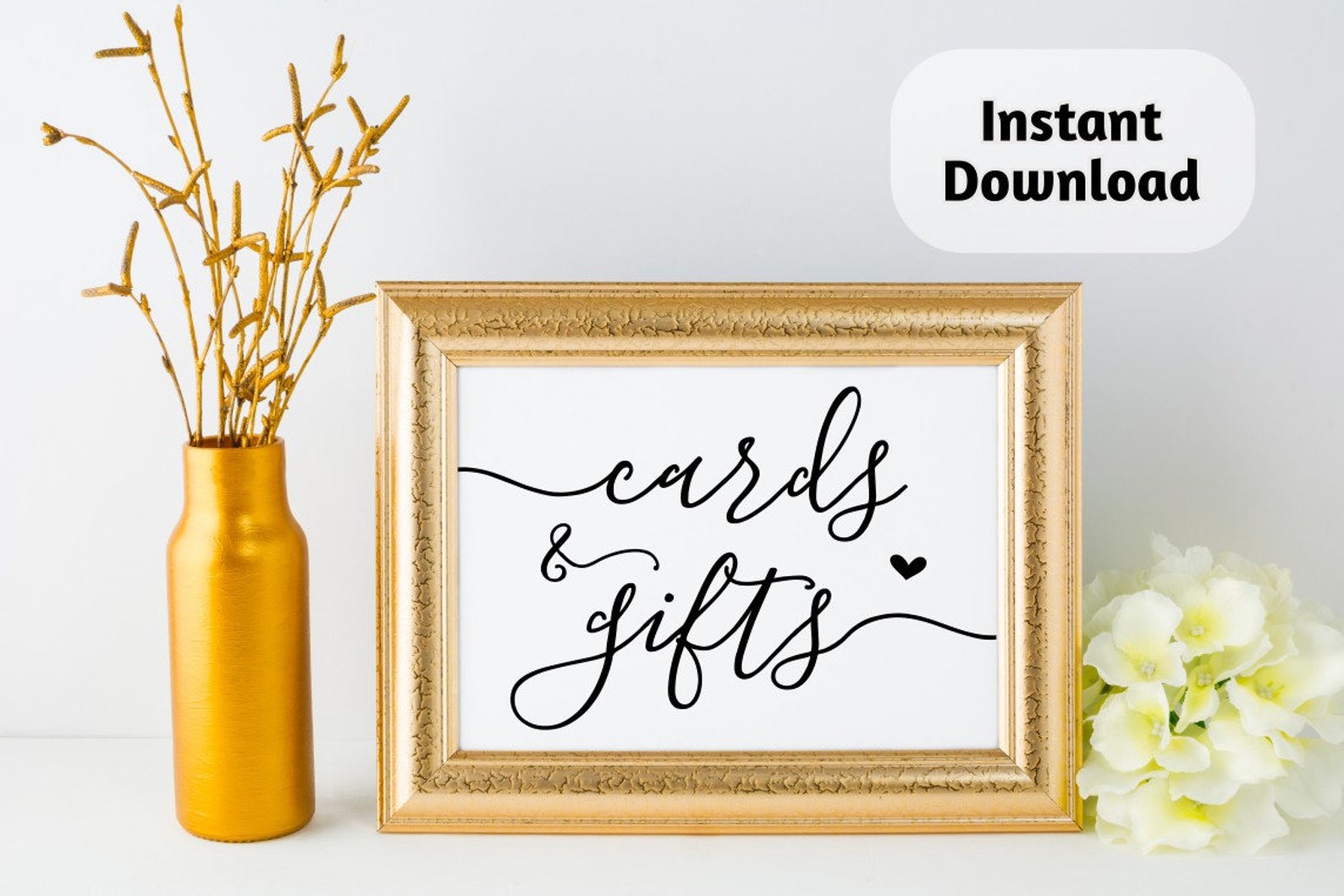 Calligraphy Cards & Gifts Sign Printable Template DIY Rustic - Etsy