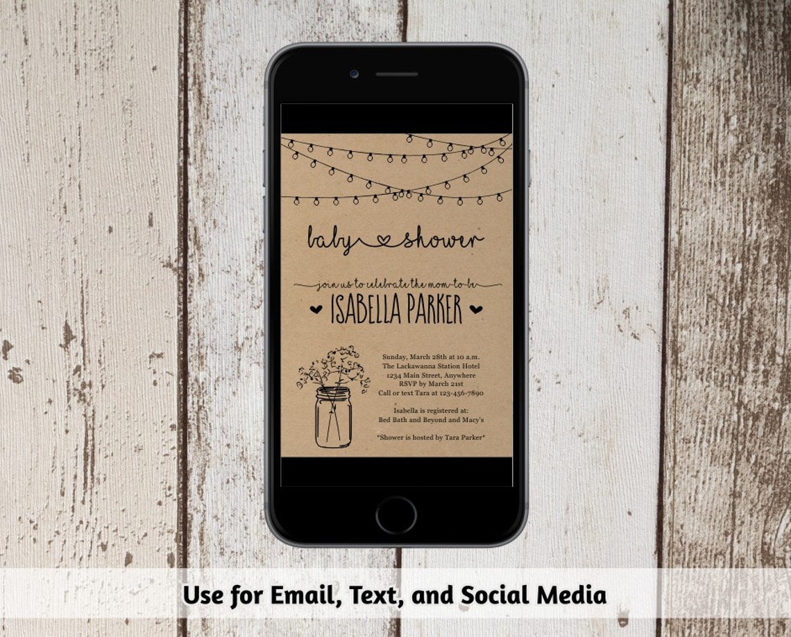 Printable Rustic Baby Shower Invitation Template Boy Girl - Etsy