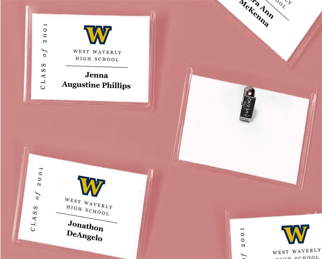 Class Reunion Name Tag With Logo Template, High School or College, Any ...