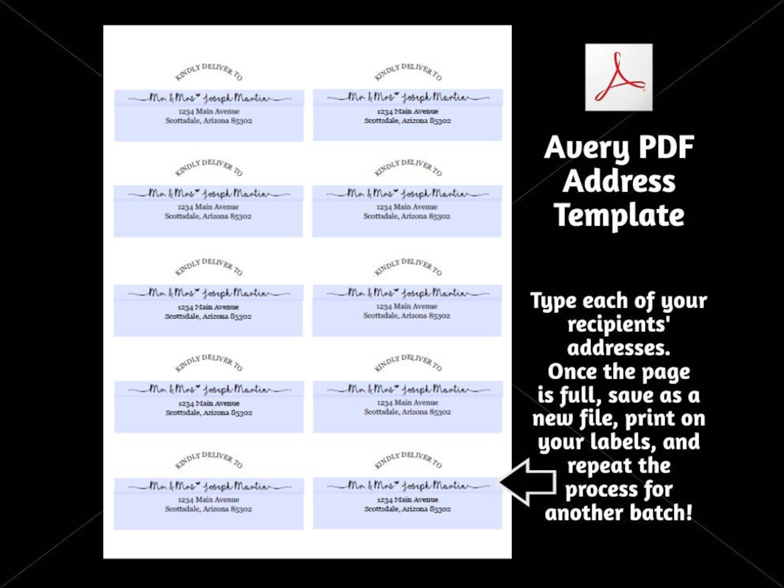 Printable Address Template for Envelope Labels Avery 2 X - Etsy