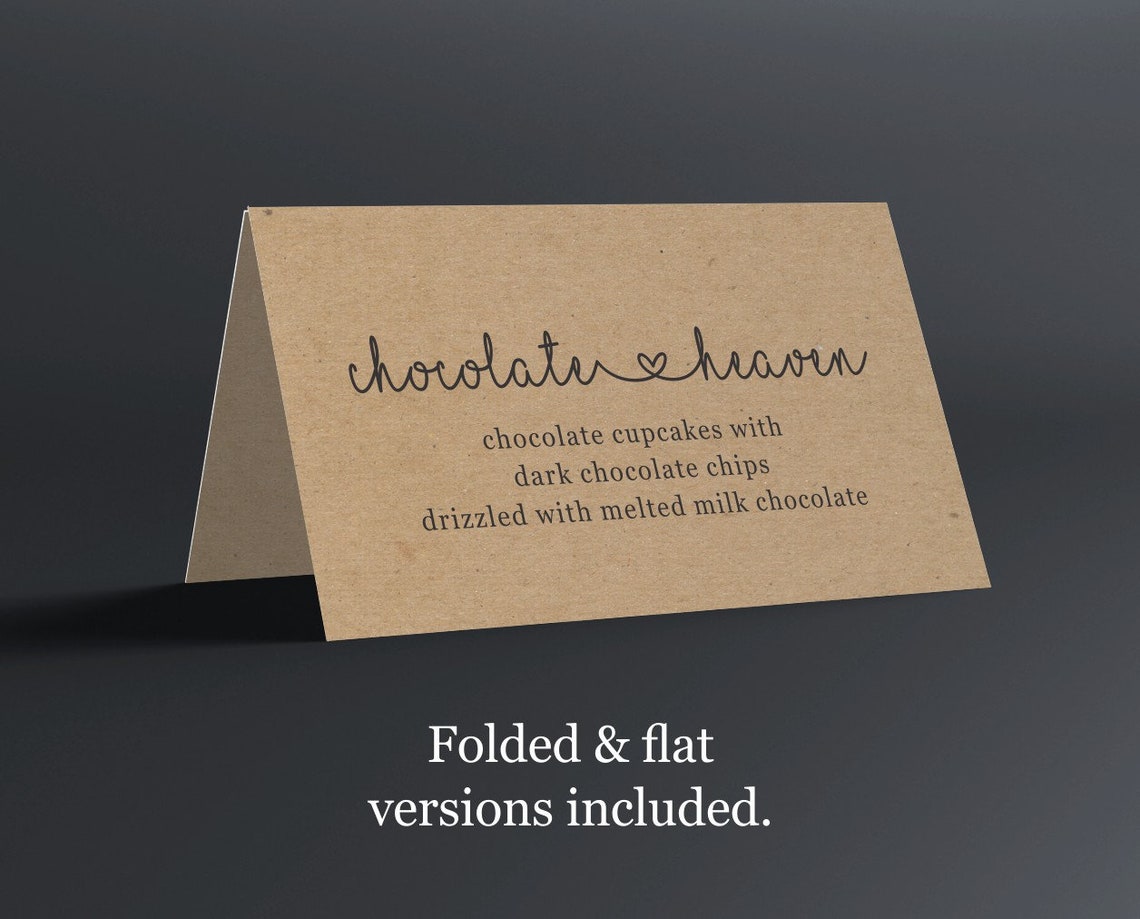 Buffet Card Template Tent/folded & Flat Printable Food - Etsy