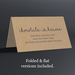 Buffet Card Template - Tent/folded & Flat Printable Food Station Label ...