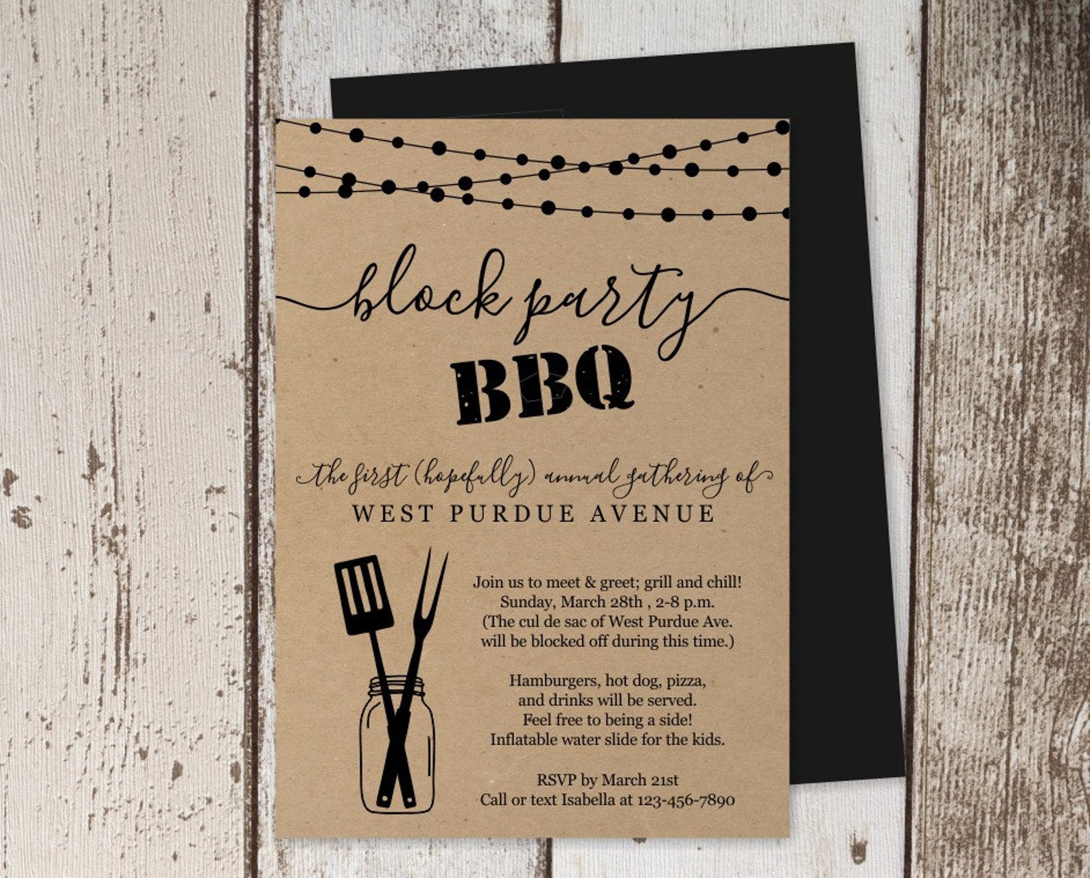 Block Party BBQ Invitation Template Printable Neighborhood | Etsy
