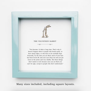 Velveteen Rabbit Quote Print, Wall Art Print, Printable Nursery Decor ...