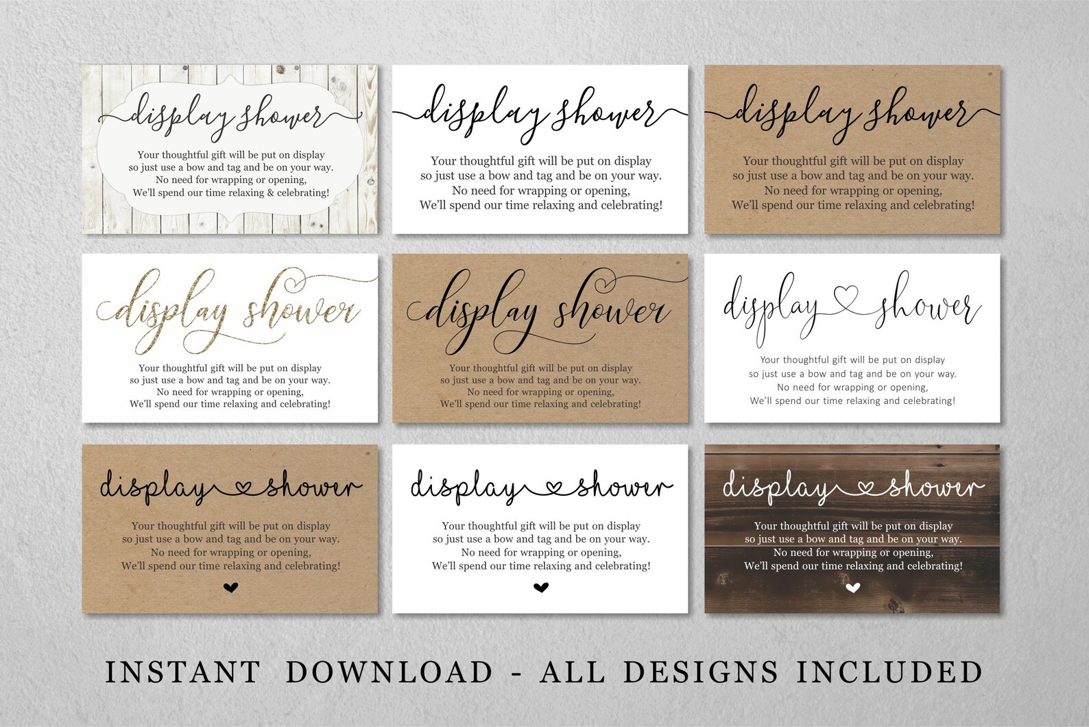 Display Shower Card Printable Template Bridal / Baby - Etsy