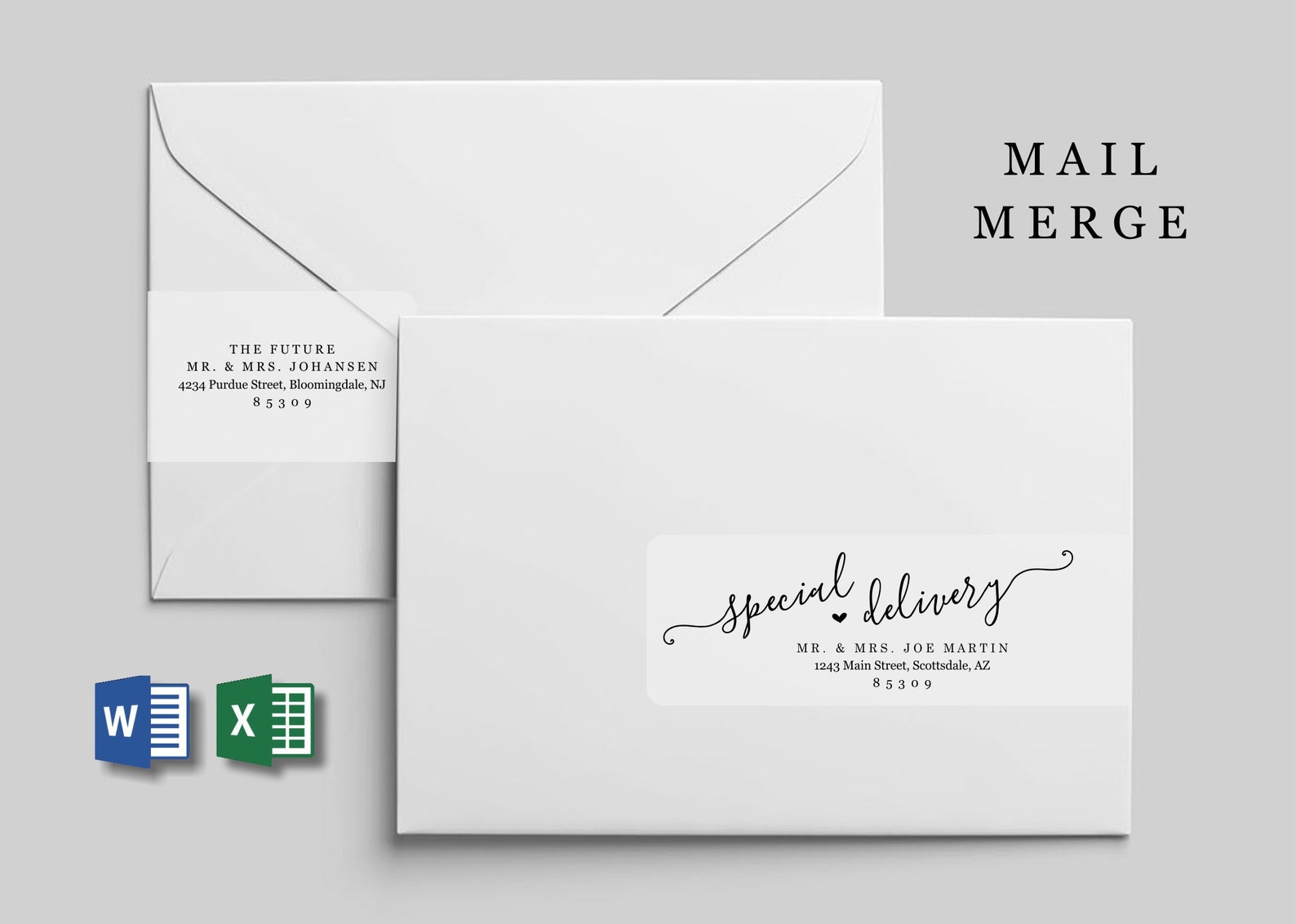 Mail Merge Address Template for Wraparound Labels Script | Etsy