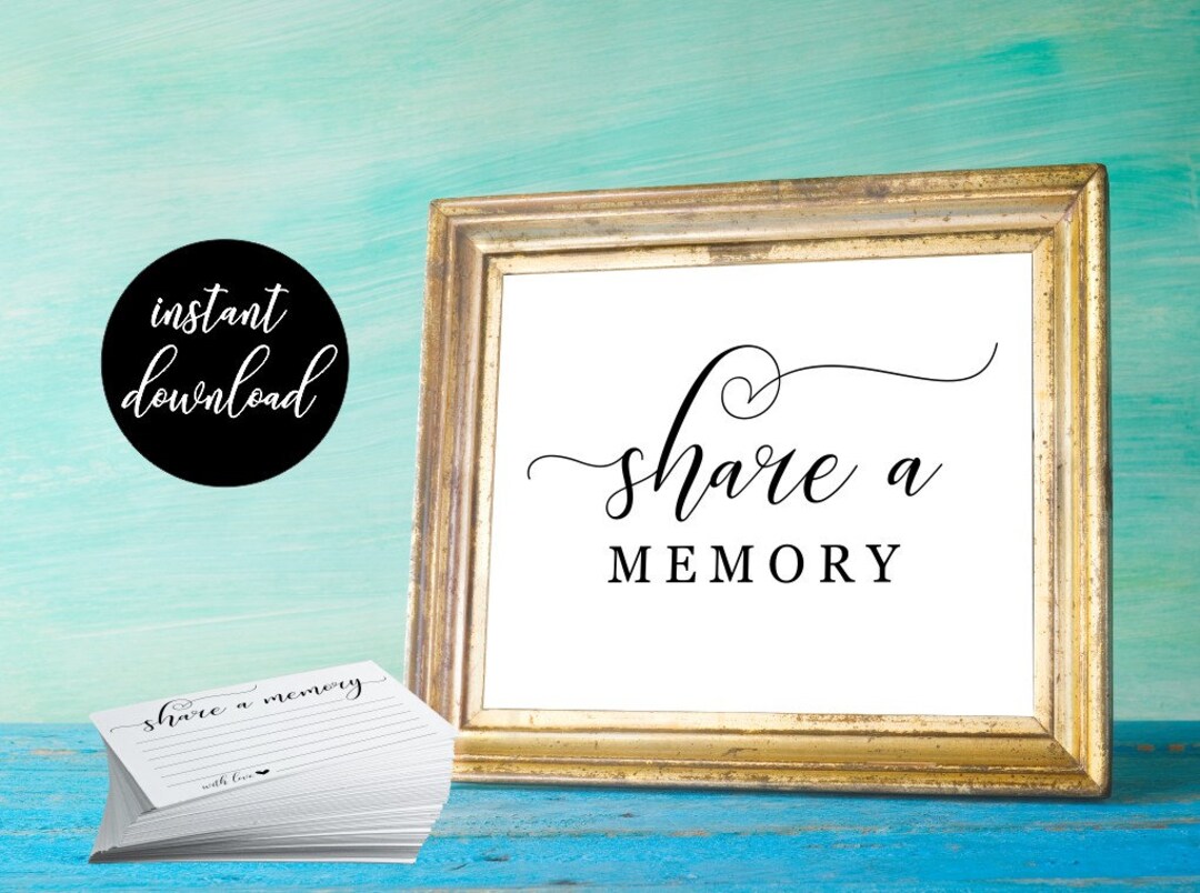 Share a Memory Card & Share a Memory Sign Simple Printable Funeral ...