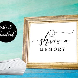 Share a Memory Card & Share a Memory Sign Simple Printable Funeral ...
