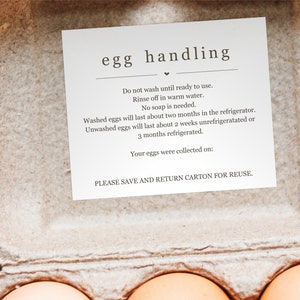 Egg Handling Instructions Sticker Template, Printable Fresh Egg Care ...