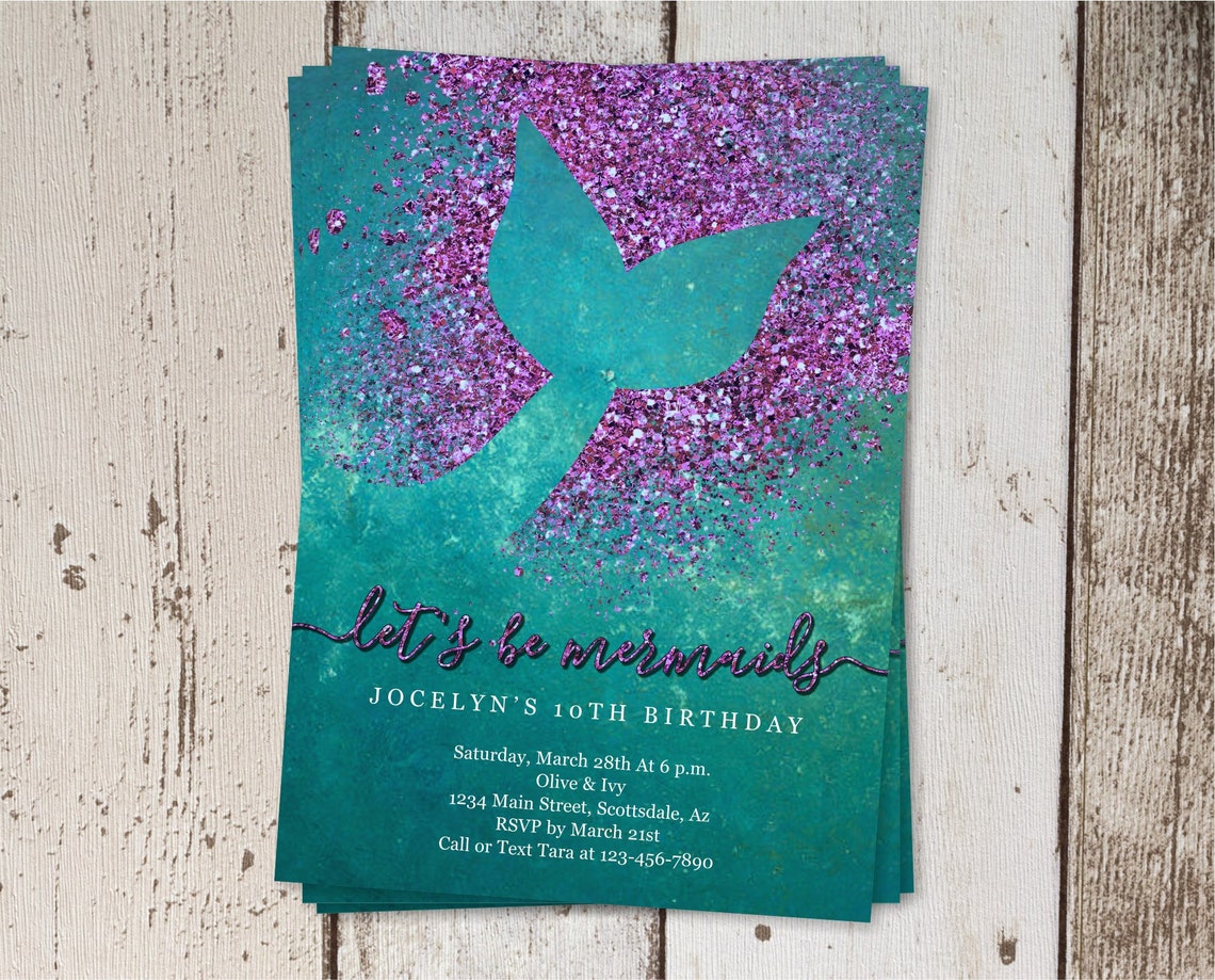 Printable Mermaid Invitation Template Mermaid Birthday Party | Etsy