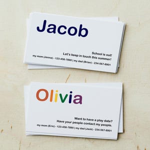 Kids Calling Cards, Play Date Card for Girl or Boy, Simple Cute ...