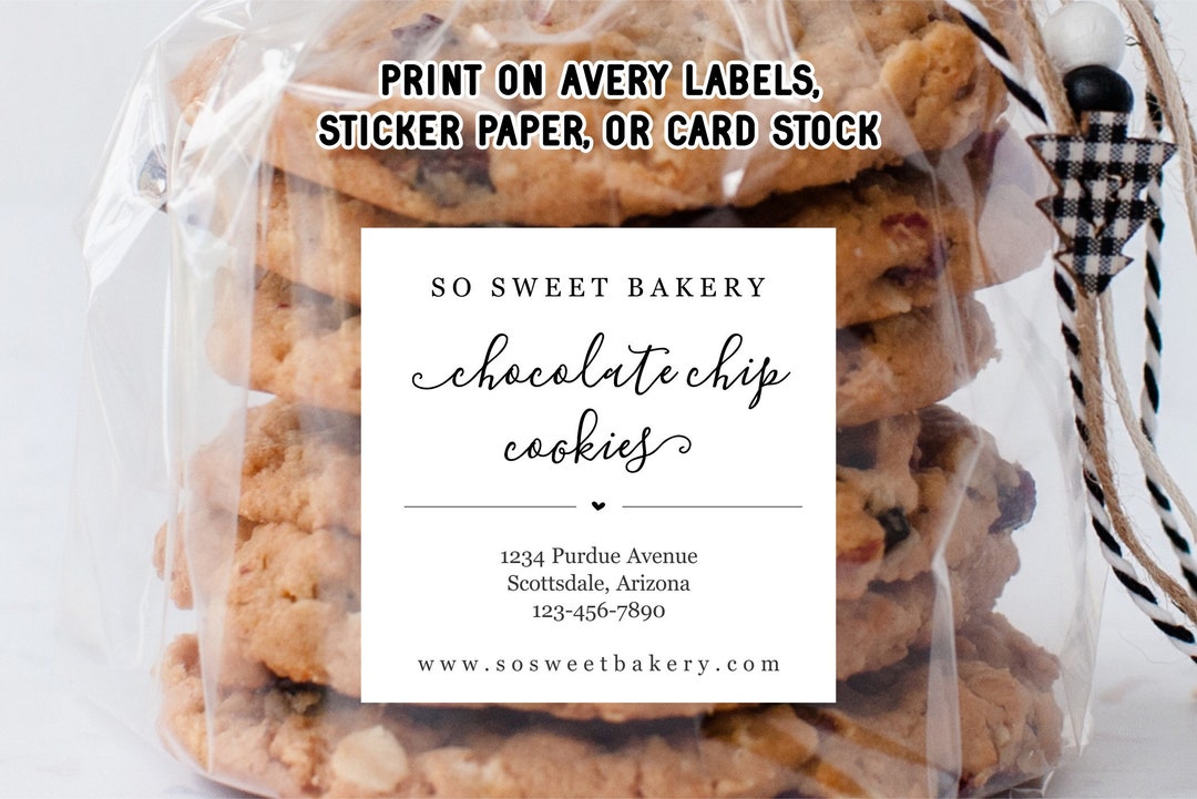 Bakery Label Template - Baked Good Sticker / 2" Printable Homemade Food ...