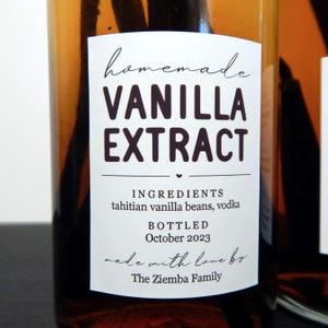 Homemade Vanilla Extract Labels With Instructions - Set of 18 Front and ...