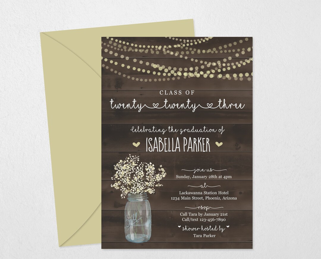 Rustic Graduation Invitation Template Printable Wood Party - Etsy