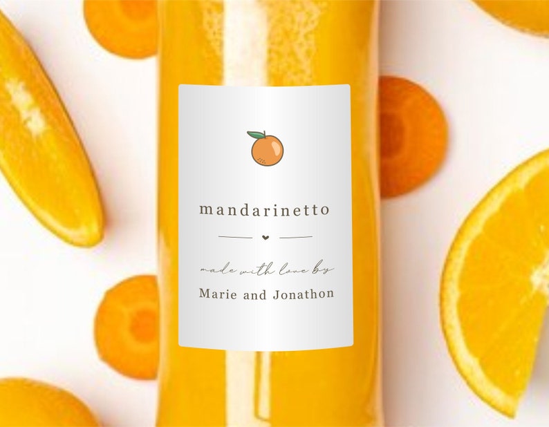 Homemade Mandarinetto Orangecello Bottle Label Template - Printable ...