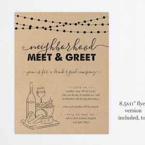 Neighborhood Meet & Greet Invitation Template, Printable Meet the ...