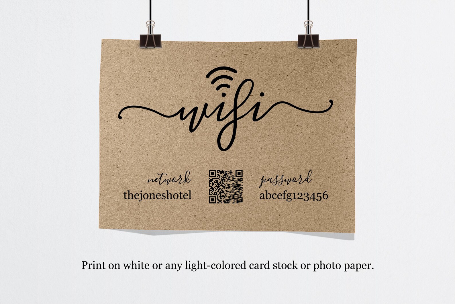 Wifi Password Sign Printable Template With QR Code / Bar Code - Etsy
