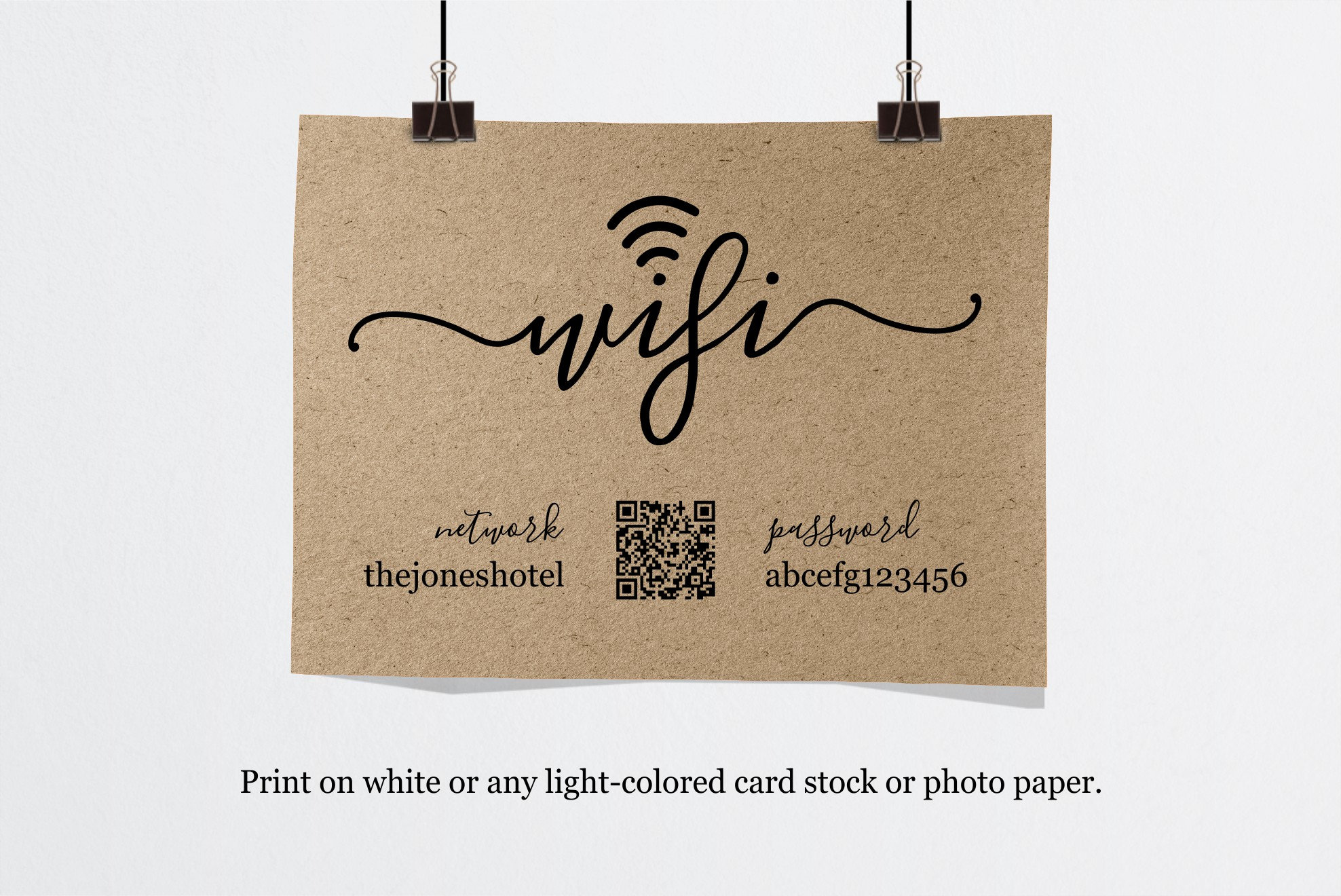 Wifi Password Sign Printable Template With Qr Code Bar Code Print