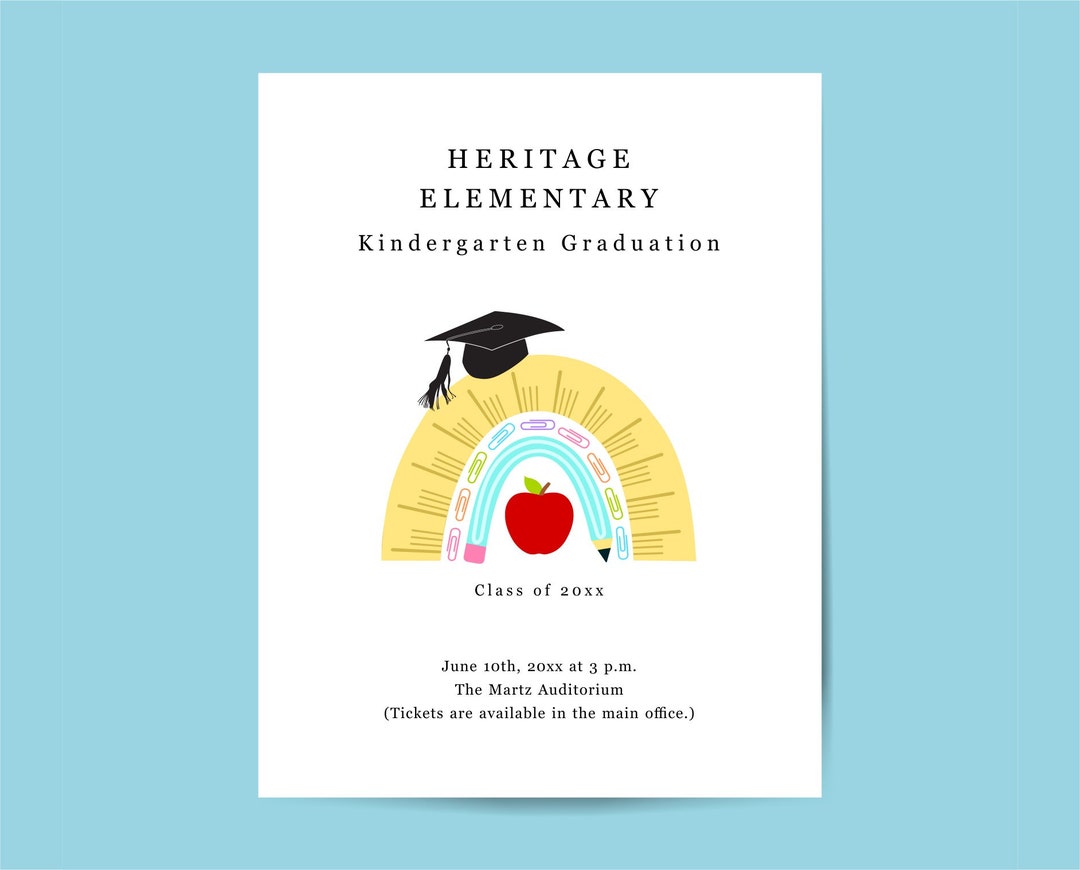 Preschool / Kindergarten Graduation Sign Template, Printable 8.5x11 ...