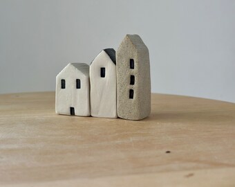 Handmade Ceramic Miniature House Set of 3, Small Decorative Pottery ...
